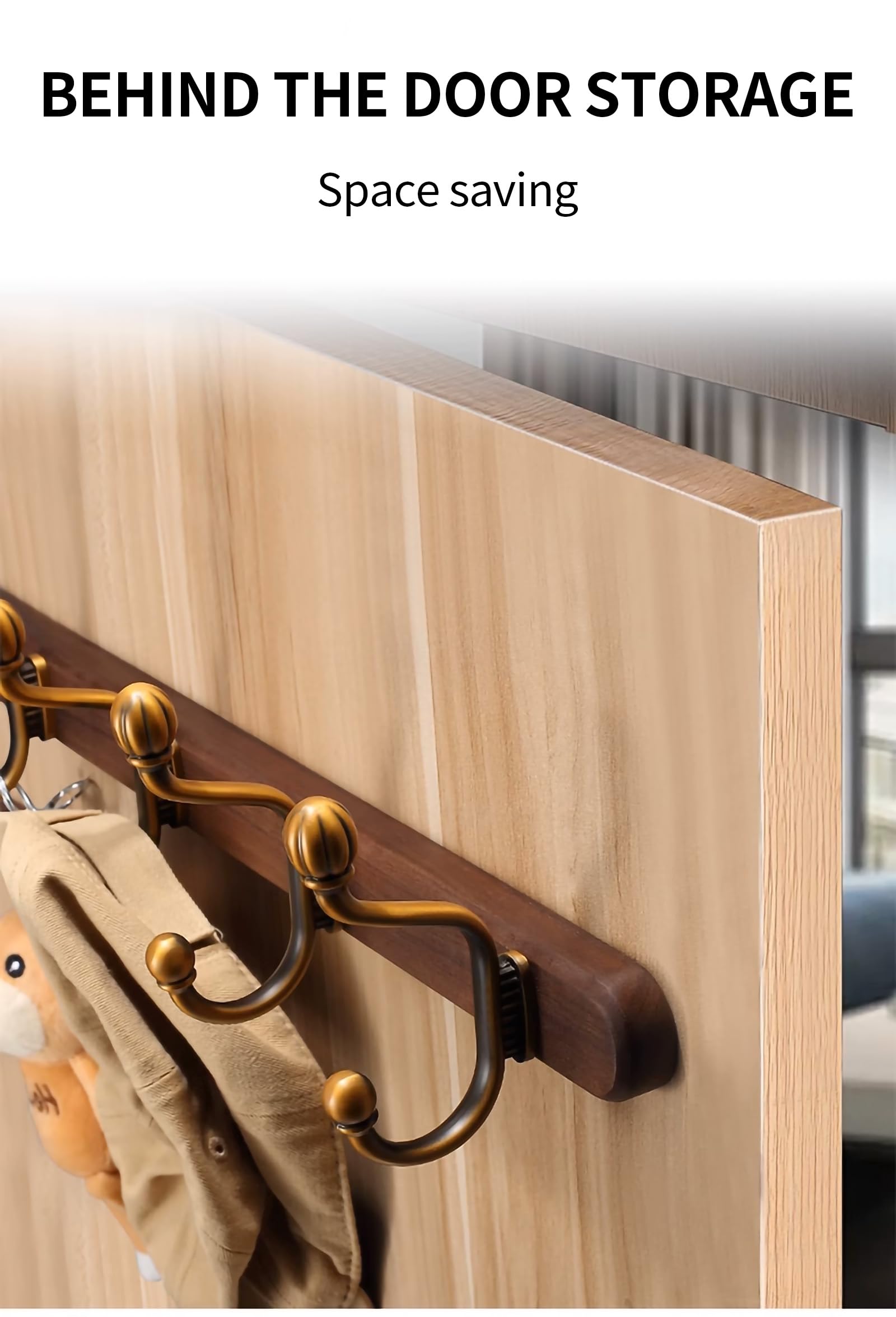 ZMgarden Wooden Coat Rack Wall Mount,Mid Century Modern Coat Rack,Rustic Farmhouse Entryway Hooks for Wall, Black Walnut Coat,Hat,Bag Hanger with 5 Hooks (walnutA)