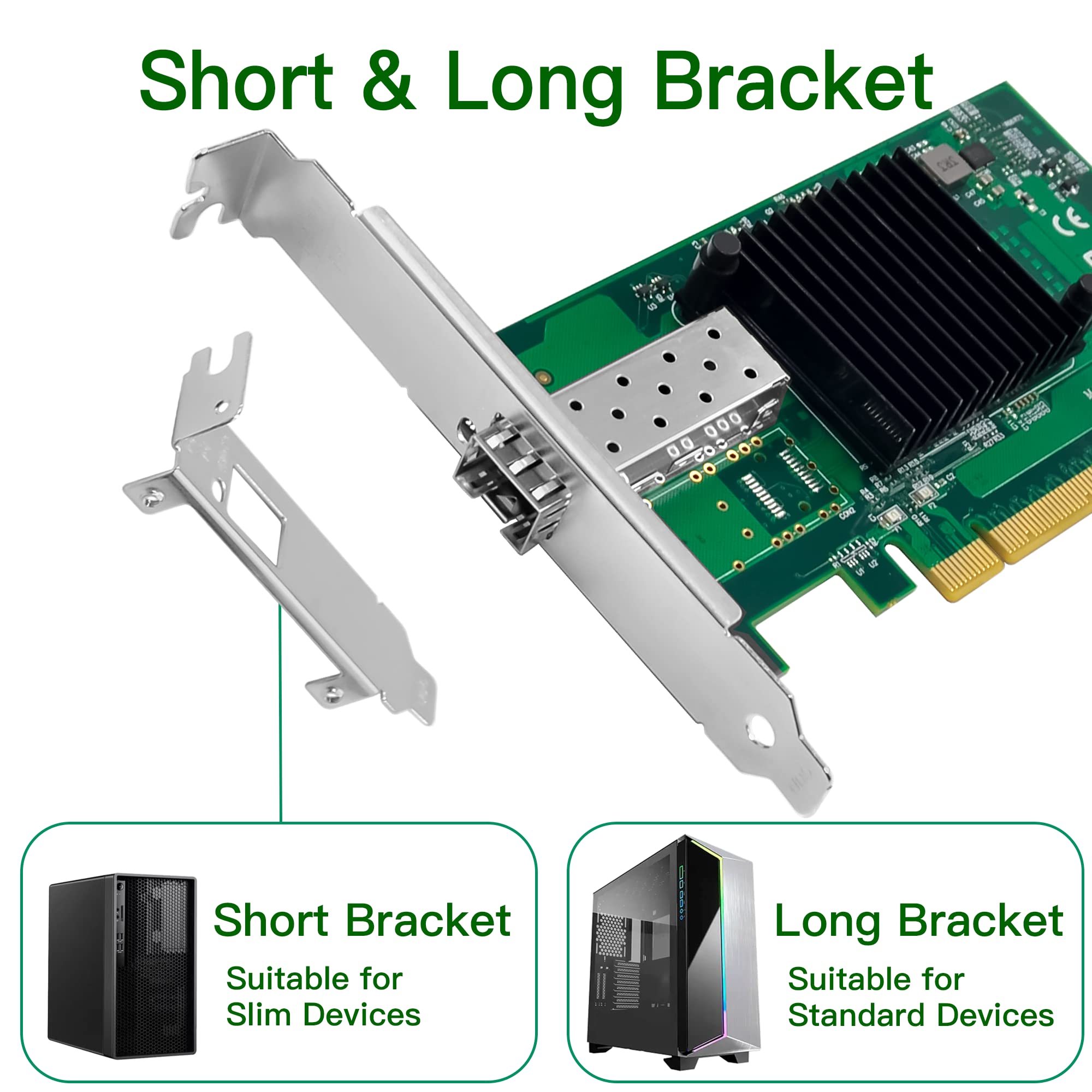 XZSNET 10G Network Card with Intel 82599EN Chip, 10GB PCI-E NIC Compare to Intel X520-DA1, Single SFP+ Port PCI Express Ethernet Adapter Support Windows/Windows Server/Linux/Freebsd/VMware ESXi