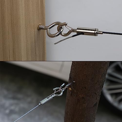 YQL Portable Hook & Eye Turnbuckle Tension for 1/16-3/32 Galvanized /304/316 Stainless Steel Cable Guide Wire Rope light hanging Suspension Accessories Pack-6