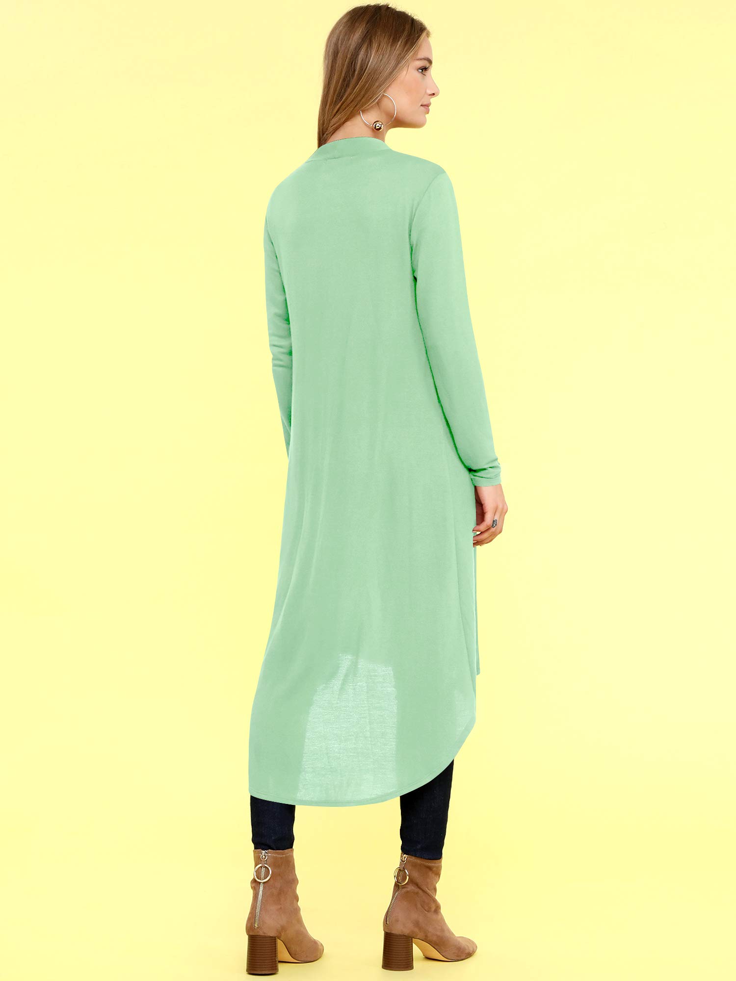 LL WSK2291 Women's Casual Long Open Front Drape Lightweight Duster High Low Hem Maxi Long Sleeve Cardigan XXXL MINT