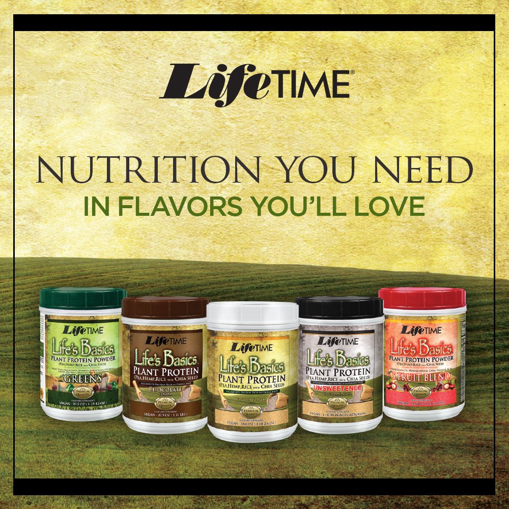LIFETIME Lifes Basics Plant Based Protein Powder | Natural Chocolate, Vegan | No Gluten, Artificial Flavors, or Preservatives | 1.22lb