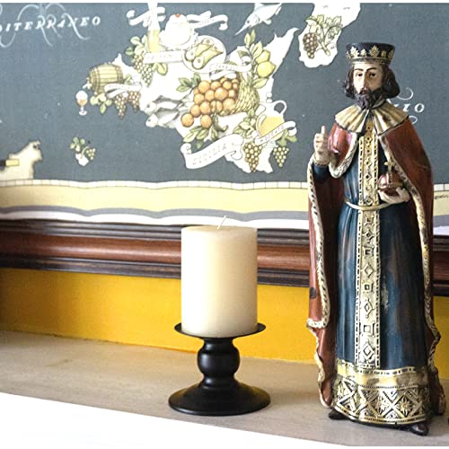 Young&L 2 Pcs Matte Black Candle Holders,Metal Decorative Candle Holders Ideal for Pillar Candles,Bedroom Living Room Fireplace,Wedding Decor, Home Decor Gifts Retro Candleholder