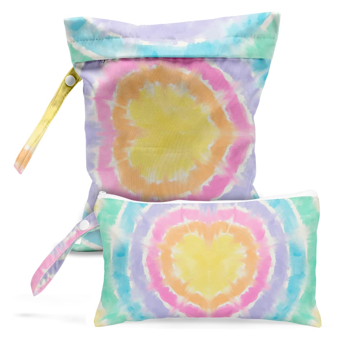 zcyxuuw Wet Bag, Wet Dry Bag, Wet Bag for Swimsuit, Travel, Beach, Pool, Diapers, Dirty Yoga Gym Clothes, Toiletries, Makeup Bag, Waterproof Hippie Retro Flower Decor for Women Birthday, 2 Pcs Set.