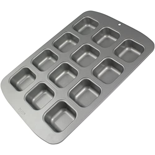 PME Non Stick Bakeware 12 Cavity Mini Square Cake Pan, Standard, Silver