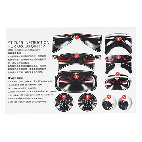 Naroote VR Headset Stickers, Anti Scratch VR Controller Stickers Dustproof Detachable for Quest 2