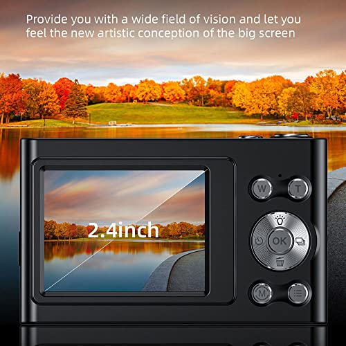 mewmewcat Digital Camera for 4K Digital Camera Video Camcoer 48MP 2.4 Inch IPS Screen Auto Focus 16X Digital Zoom-Shake Face Detect Smile ture Built-in Flash & Battery wi