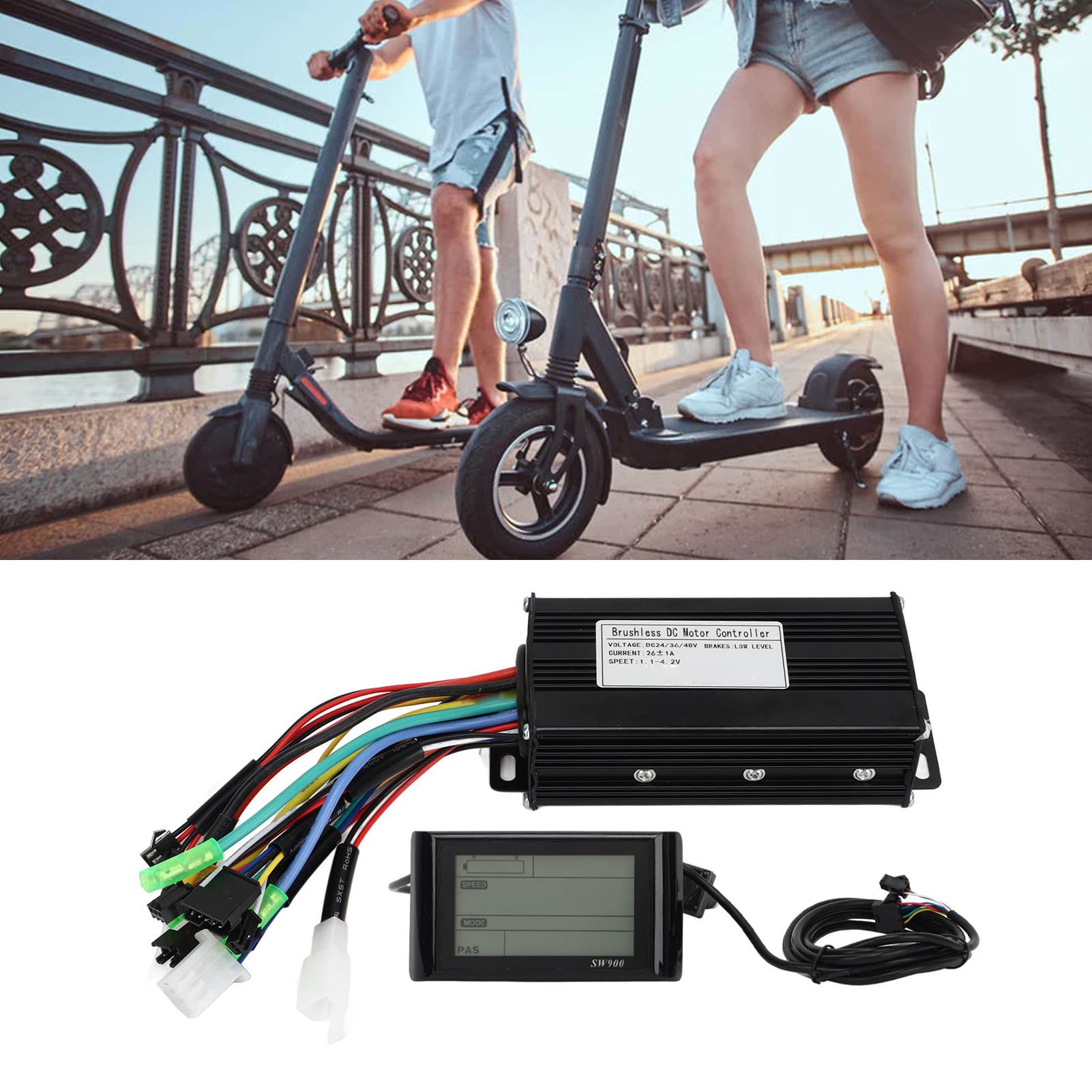 RiToEasysports Electric Bike Scooter Conversion Kit, SW900 Panel 26A 3 Modes Controller Kit for 500W 750W Motor