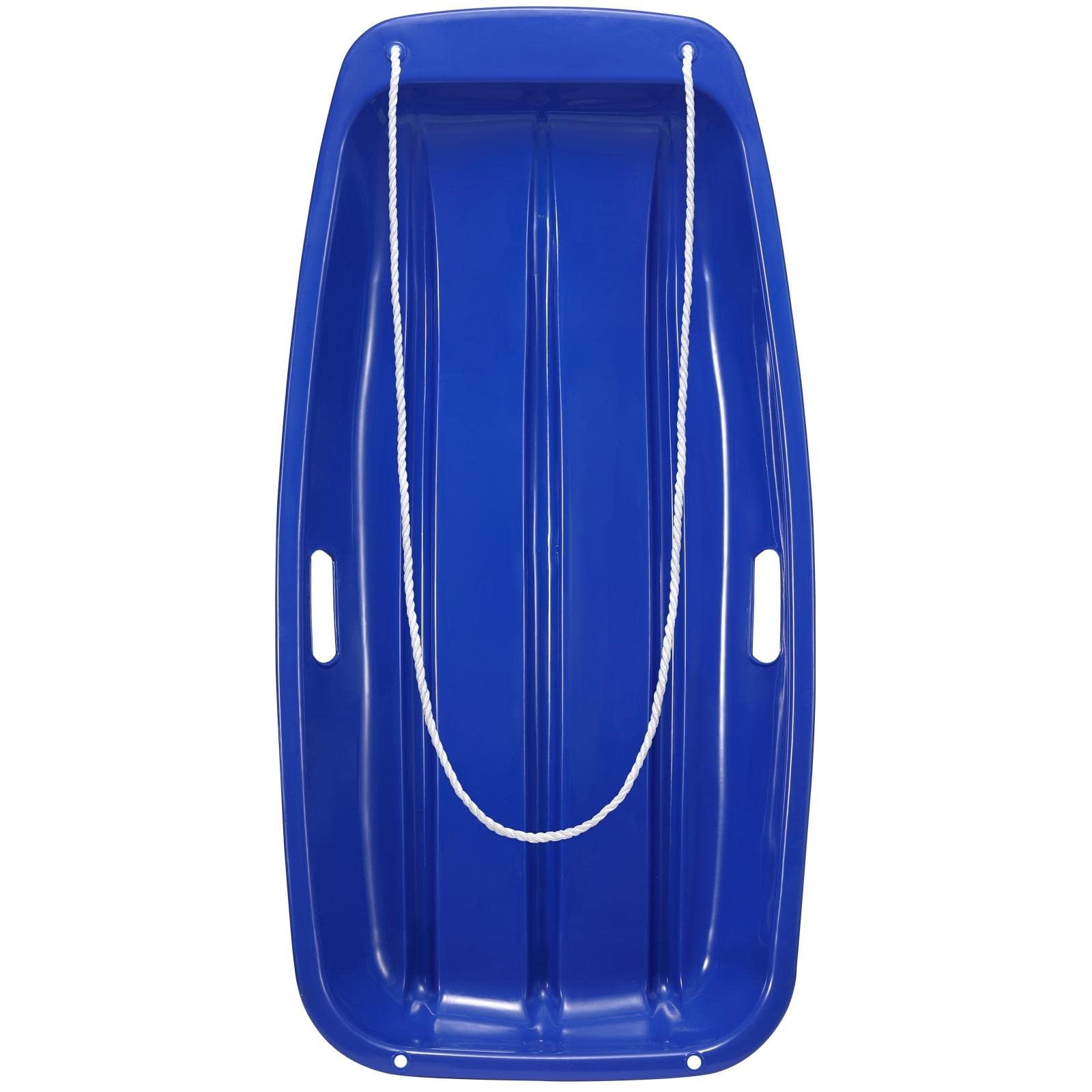 Rmiott Classic Plastic Snow Sled Toboggan for Kids Girls Boys Heavy Duty with Pulling Rope, 1-3 Rider Options, Multiple Pack Colors Available (Blue,Green, Pink, Purple and Red)