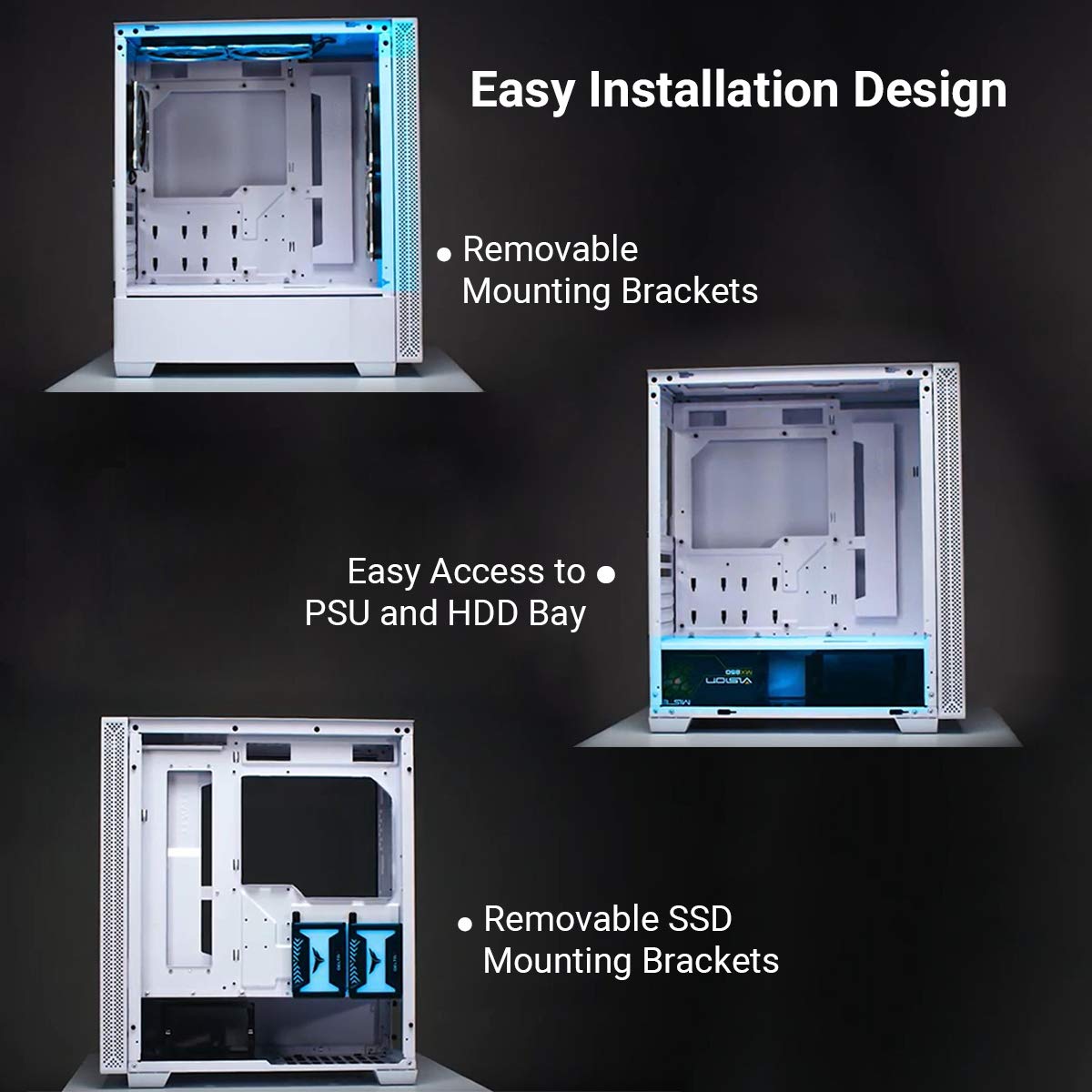 LIAN LI Mid-Tower Chassis ATX Computer Case PC Gaming Case w/Tempered Glass Side Panel, Magnetic Dust Filter,Water-Cooling Ready, Side Ventilation and 2x120mm Fan Pre-Installed (LANCOOL 205, White)