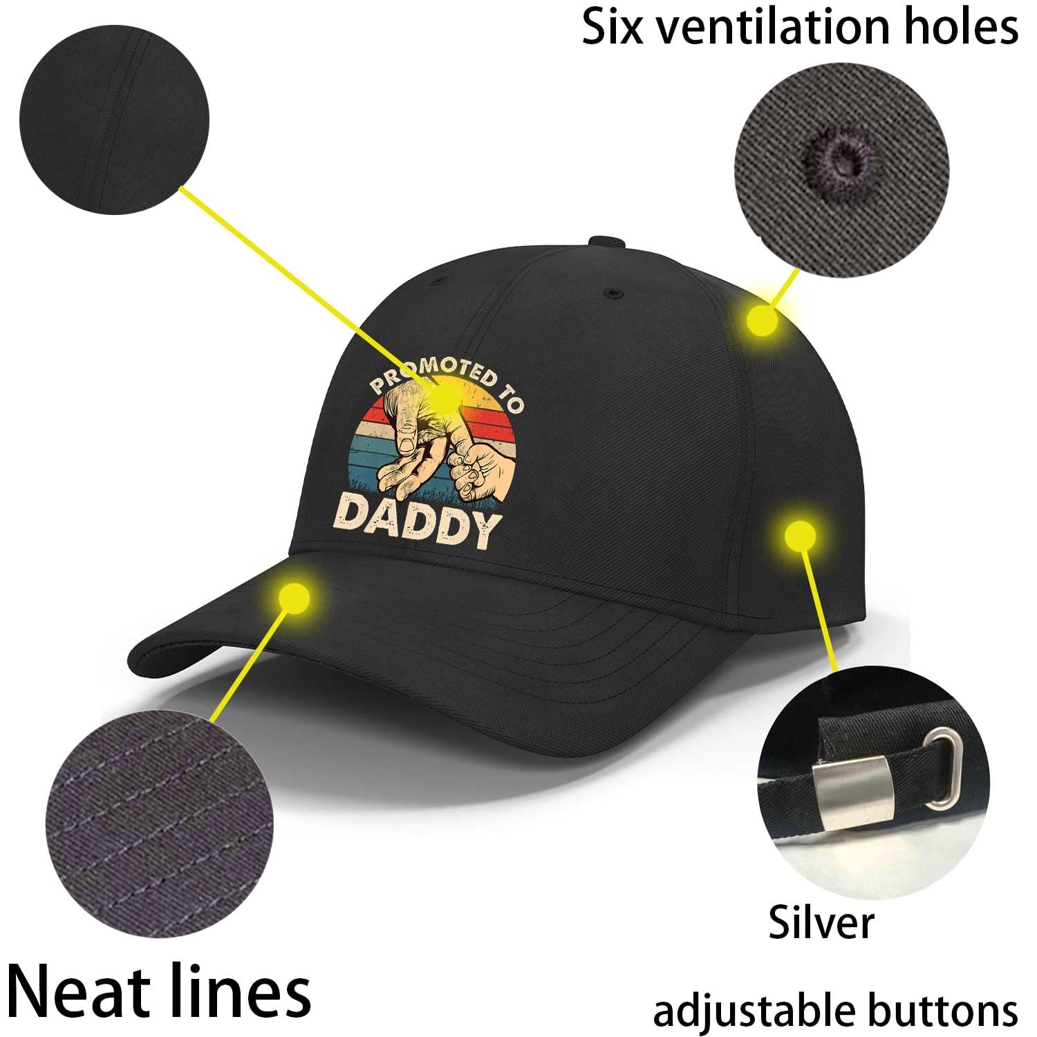 SHITOUPU Promoted to Daddy Baseball Cap Adjustable Dad Hat Unstructured Cotton Hat