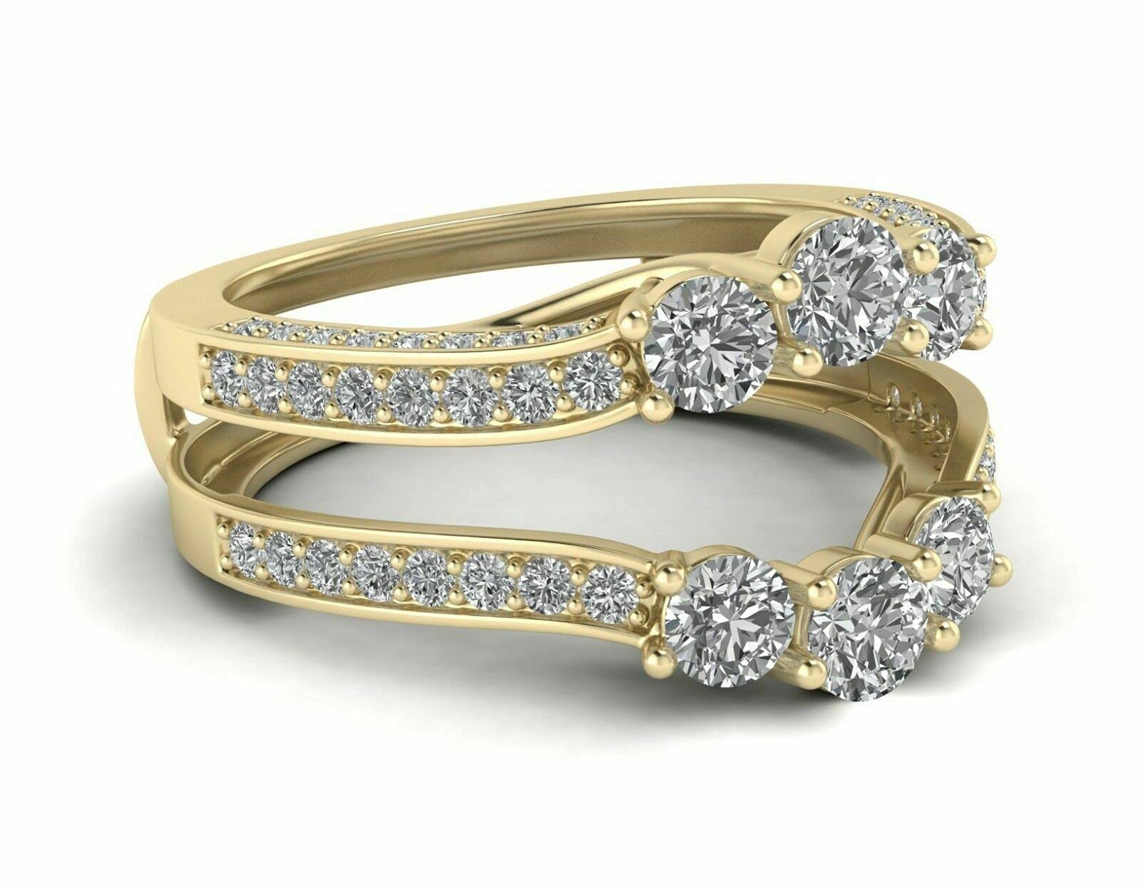 Om Jewellers 1.00 Ct Round Diamond Enhancer Wrap Engagement Wedding Ring 14K Yellow Gold Over (8.5)