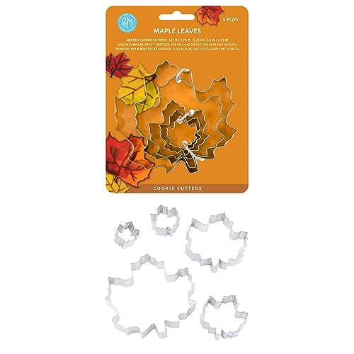 R&M International Maple Leaf Cookie Cutters, Assorted Sizes, 5-Piece Set