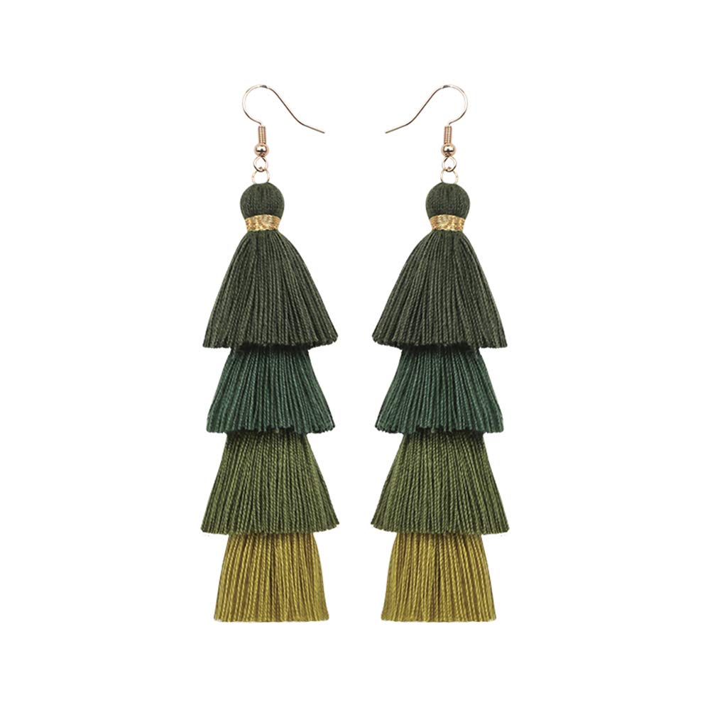 Milakoo 6 Pairs Colorful Tassel Earrings Long Layered Dangle Earrings Bohemian Drop Earrings
