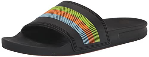 Quiksilver Men's Rivi Wordmark Slide 3 Point Sandal, Black/Orange/Blue, 11