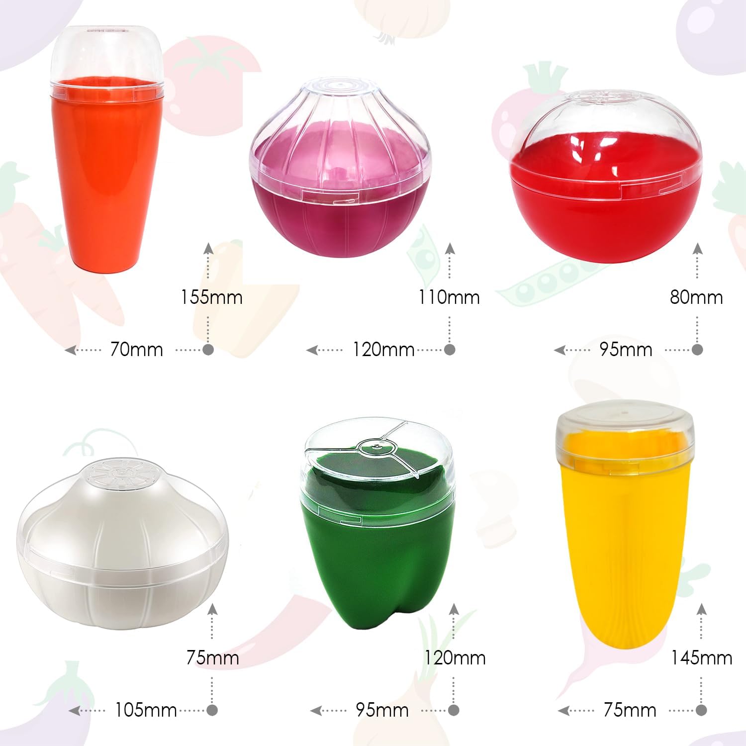 ZTFORUS Onion Keeper for Refrigerator, Reusable Food Storage Container with Lid, Onion Tomato Vegetable Saver Organizer, Clear Lid, Tight Seal