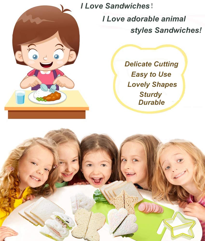 Sandwich Bread Cutters Shapes Set for Kids Vegetables Fruits Cheese Shapes Mold Supplies Crust Lunchbox and Bento Box