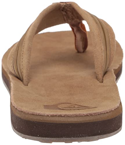 Quiksilver mens Carver Leather Flip Flop Sandal, Tan - Solid, 12 US