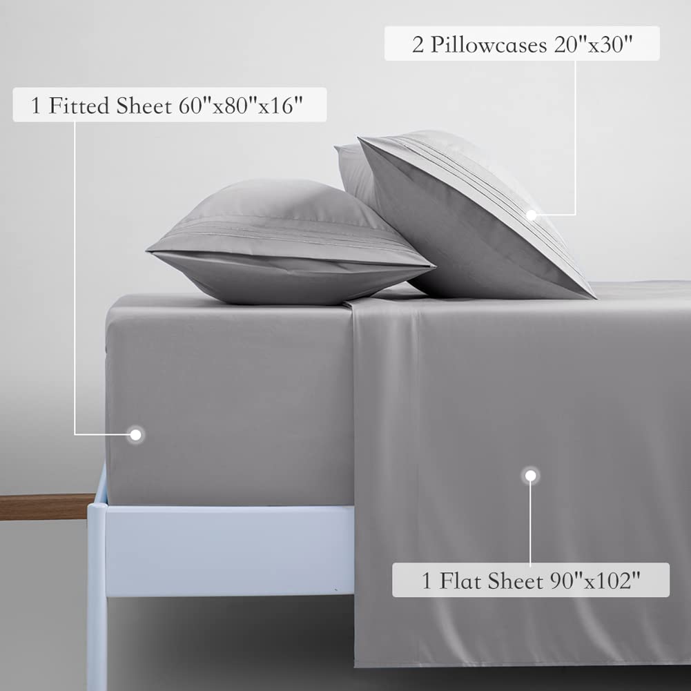LIANLAM Queen 4 Piece Bed Sheets Set - Super Soft Brushed Microfiber 1800 Thread Count - Breathable Luxury Egyptian Sheets Deep Pocket - Wrinkle and Hypoallergenic(Queen, Grey)