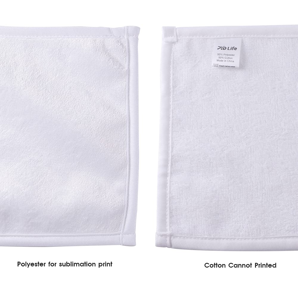 PYD Life 12 Pack Sublimation Blanks White Towel 12 Inch Bathroom Face Hand Towel Kitchen Tea Dish Drying Cotton High Absorbent Polyester Towel for Heat Press Transfer Print