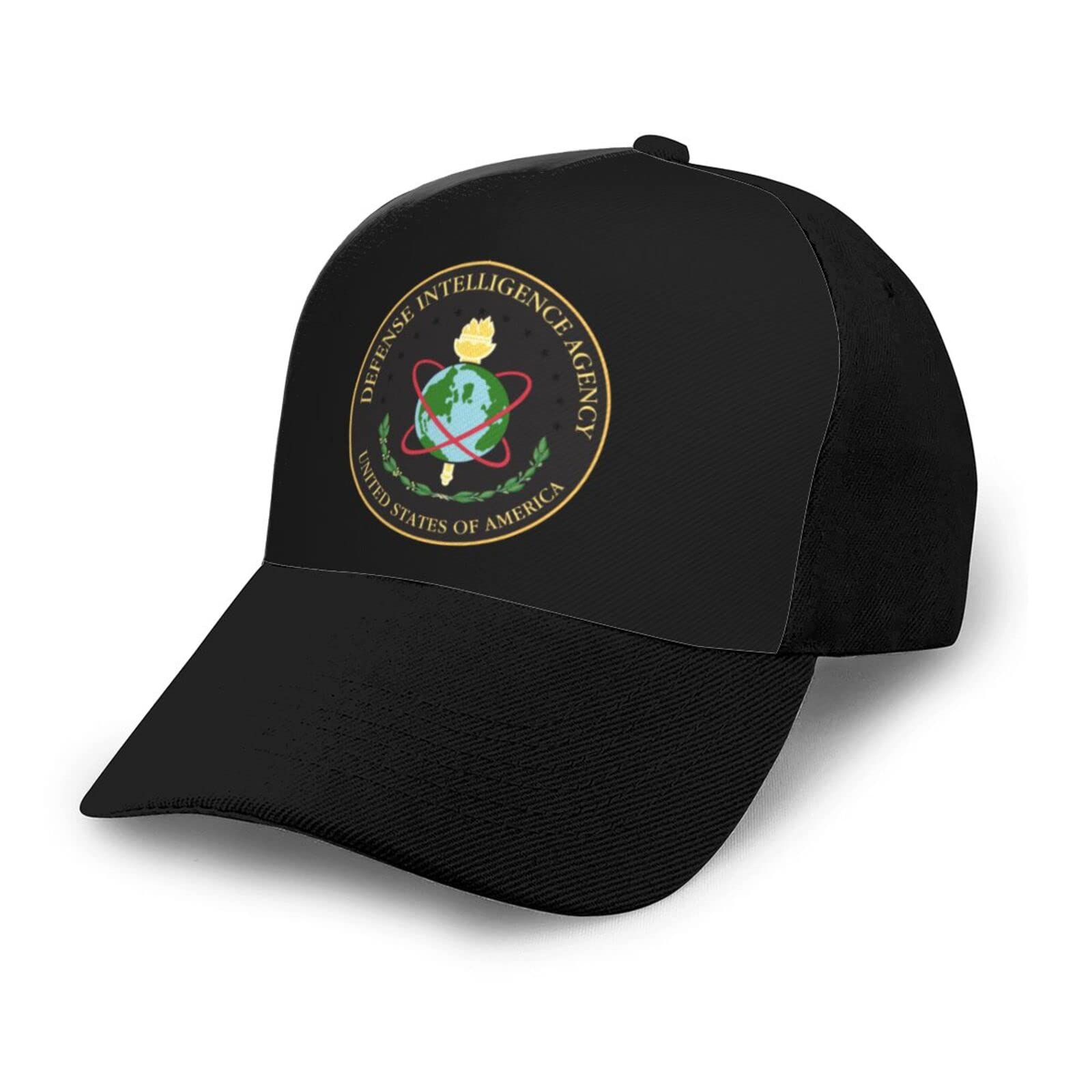 POOEDSO Defense Intelligence Agency Black Baseball Cap for Men Women Adjustable Splicing Duck Tongue Hat Outdoor Dad Caps