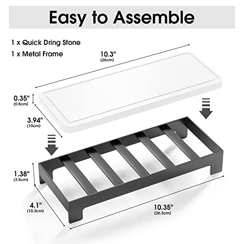 qeerable Instant Dry Sink Organizer,Bathroom Sink Organizer Countertop Soap and Sponge Holder for Kitchen Sink Caddy Drying Rack Accessory Fast Drying Stone Sink Tray (White)