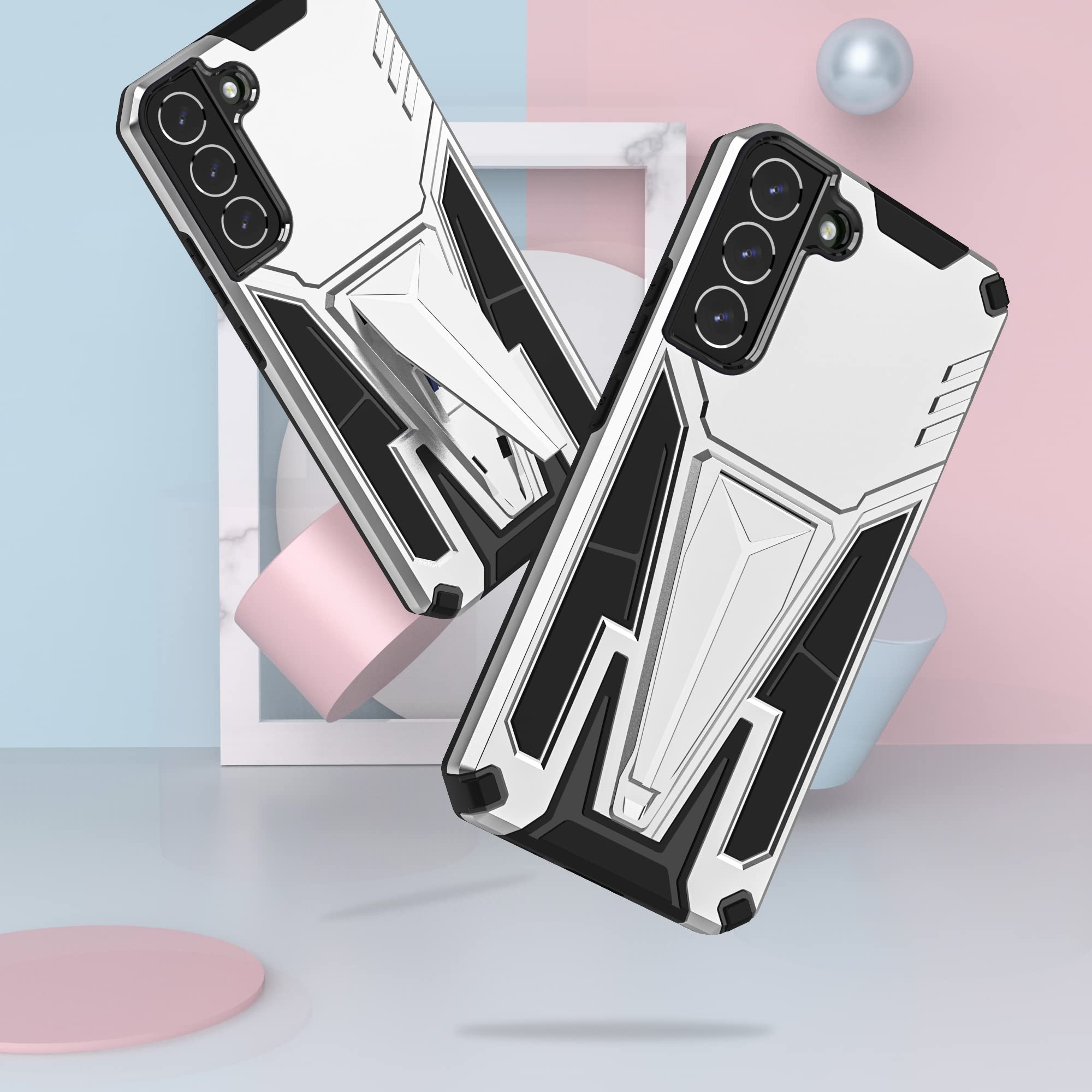 Paton Case for Samsung Galaxy S22 Plus, Military Grade Drop Proof Protection Rugged Protective S22 Plus 5G Phone Cover,Built-in Bracket Magnetic Protective Case for Samsung Galaxy S22 Plus (Silver)