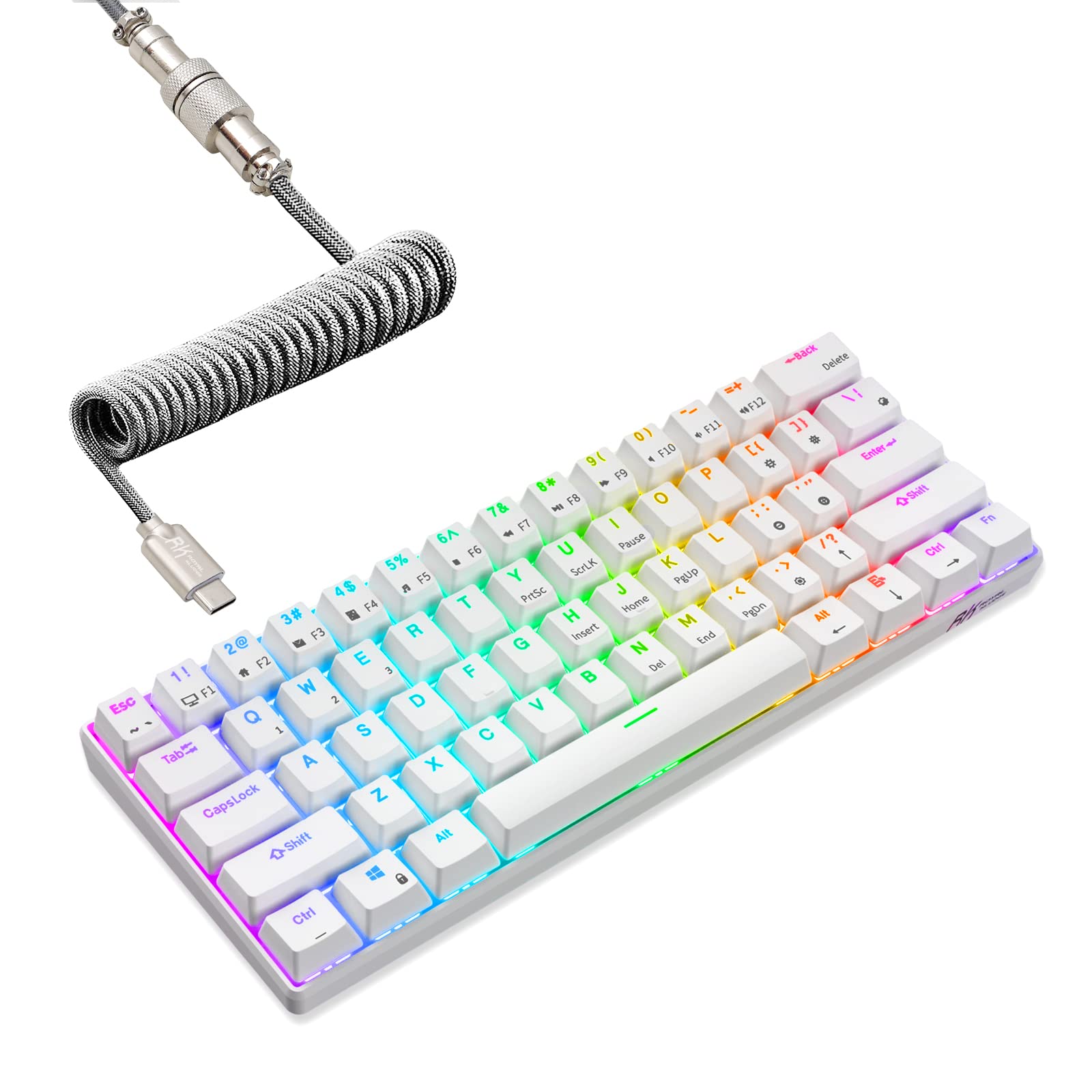 RK ROYAL KLUDGE [RK61 + Speed Silver Switches 2.4Ghz Wireless/Bluetooth/Wired 60% Mechanical Keyboard Brown Switchs Bundle with 35pcs Linear Gaming Silver Switches Accessories Sets
