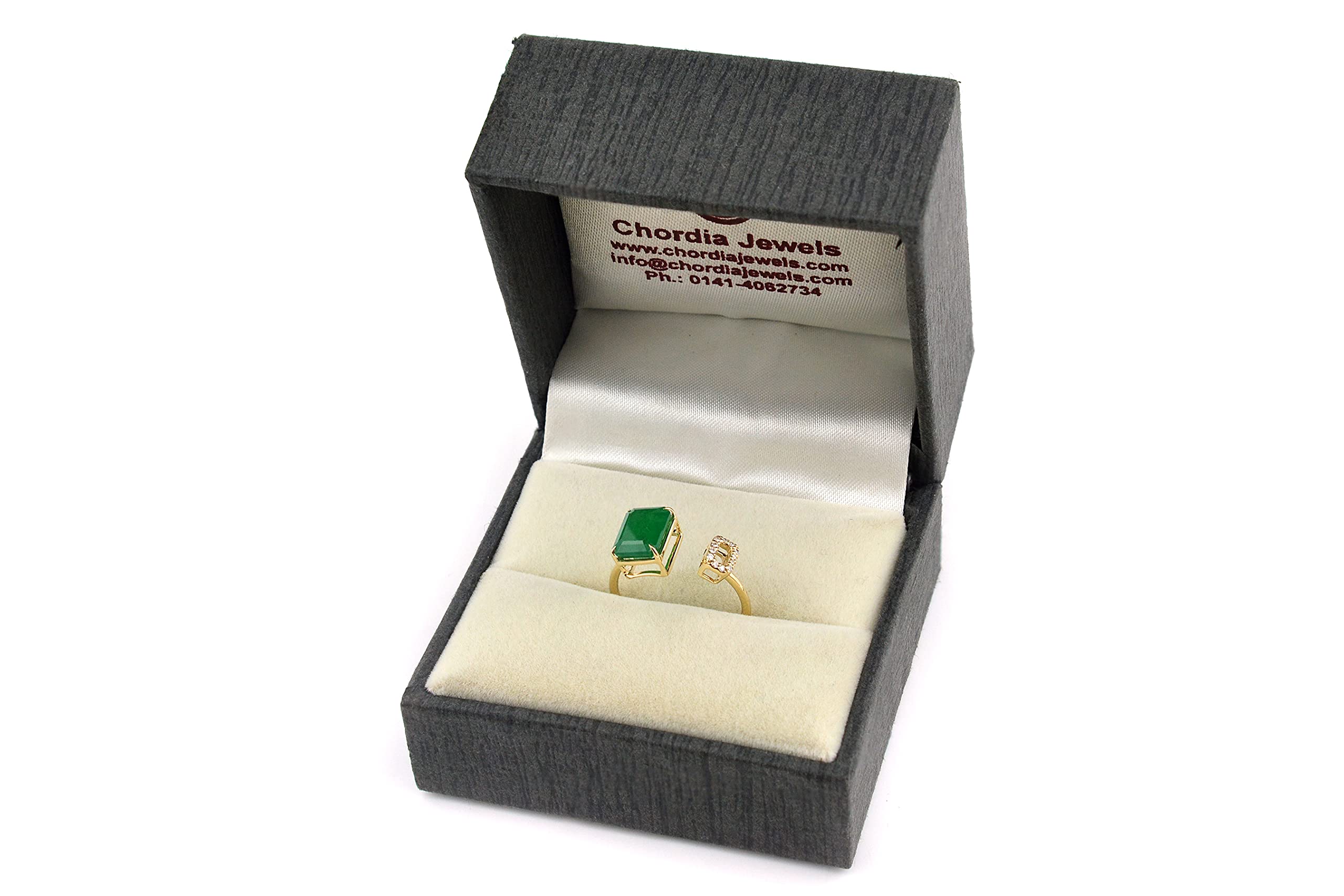 Mirahi 2.51 CT Emerald Diamond Ring, Open Cuff Ring in 14k Yellow Gold, Adjustable Rings for Women