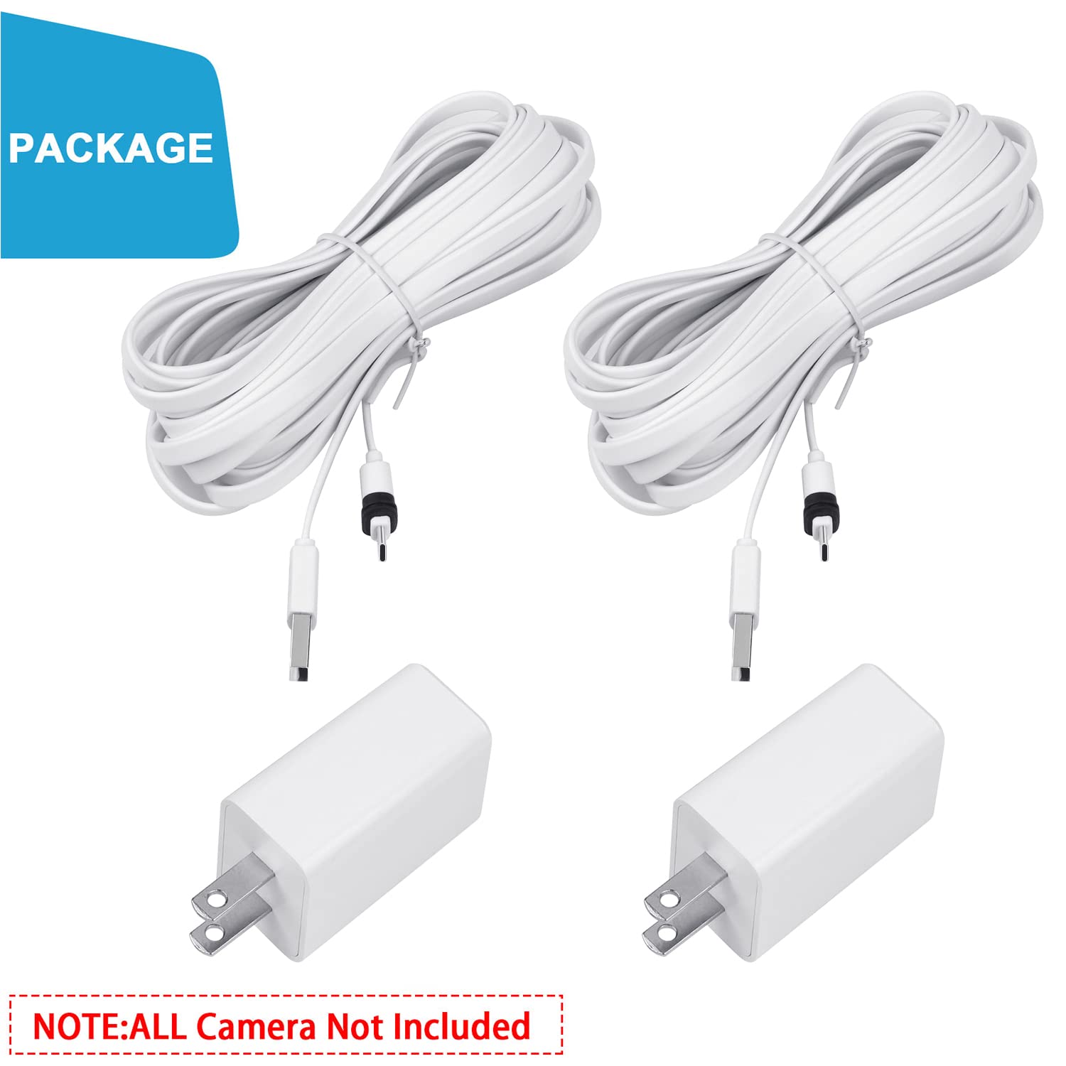UYODM 2PACK 20Ft/6M Power Cable Compatible with Ring Spotlight Cam Plus/Pro (Battery), Weatherproof Type C Cable Power Your Ring Spotlight Cam Continuously - White