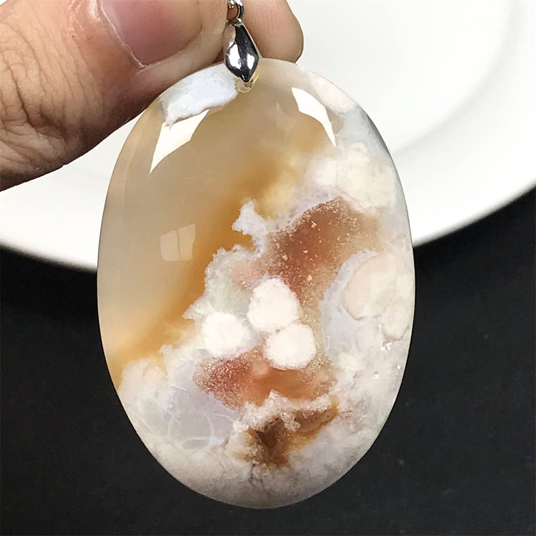 Natural Cherry Agate Pendant Jewelry For Women Men 50x35x11mm Beads Crystal Stone Sliver Gemstone AAAAA