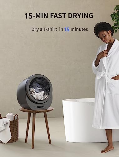 Morus Portable Dryer, Compact Laundry Dryer for Apartments, 110V Electric Dryer with Stainless Steel Tub, Easy Control for 8 Automatic Modes with Child Lock, Fast Dryer without Installation, Grey