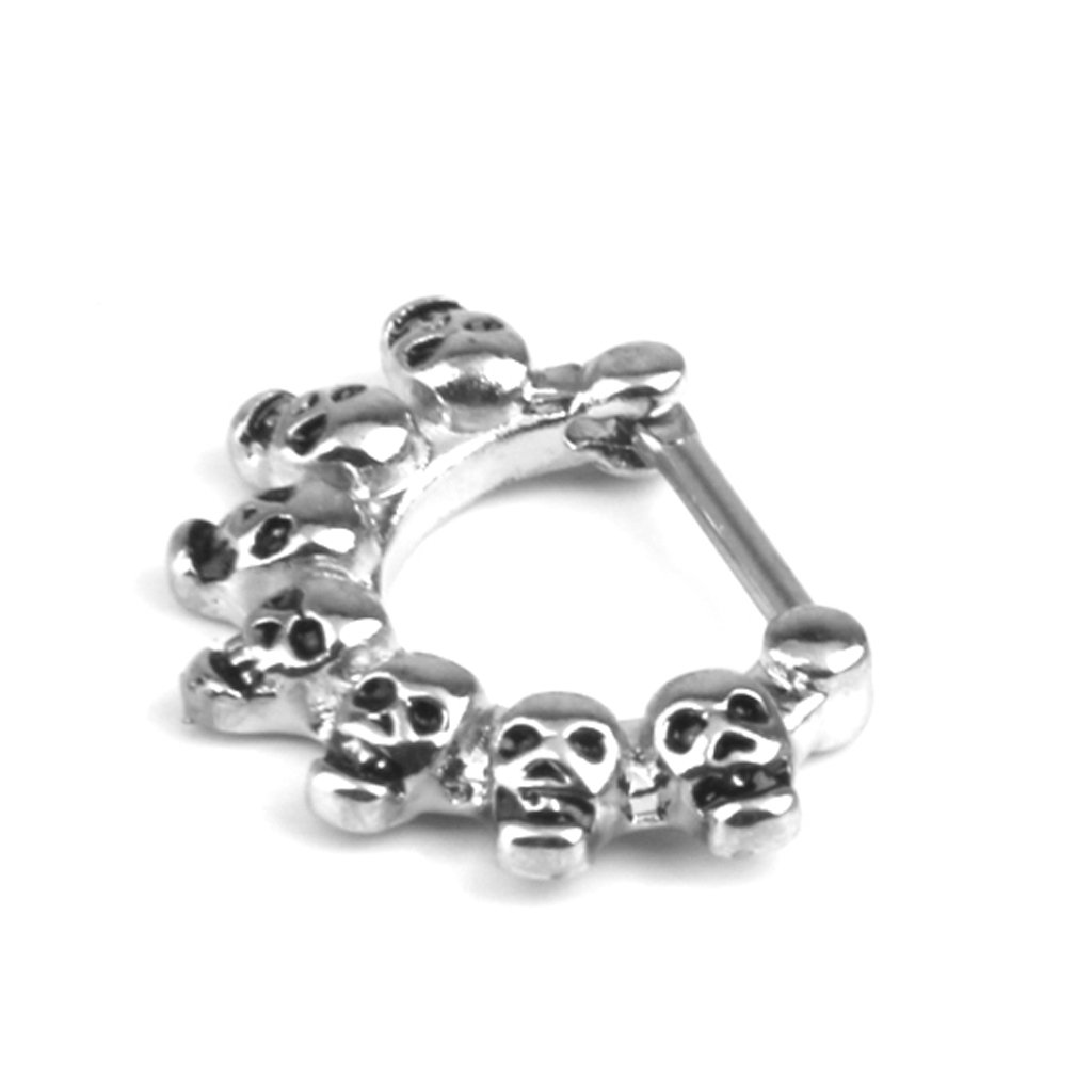 LoveinDIY Silver Stainless Steel 16g /1.2mm Skull Septum Nose