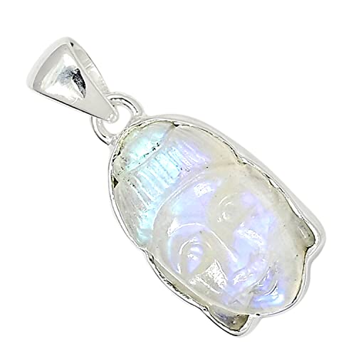 Natural Face Carved Buddha - Moonstone 925 Silver Pendant Jewelry ALLP-14189