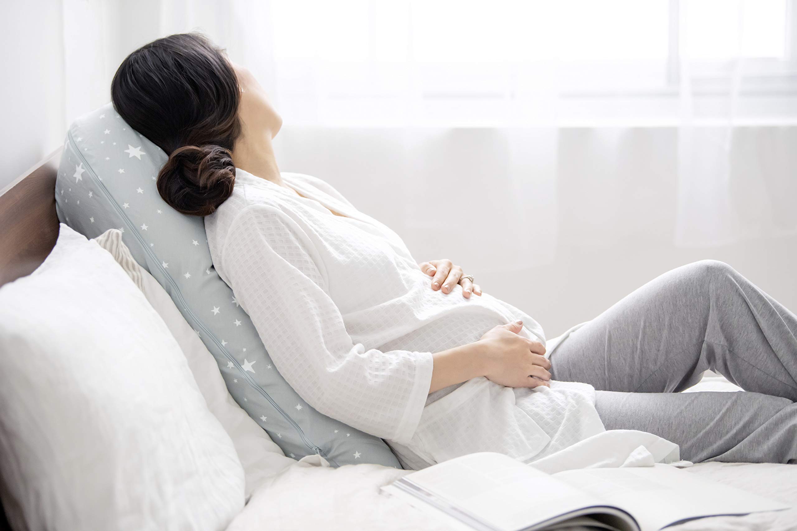 Medela Maternity Pillow, Nursing Pillow, Support Pillow and Breastfeeding Pillow in One, Flexible Moon Shape, Body-Hugging Design, Comfortable, Easy Positioning, Soft and Quiet Micro-Pearl Filling