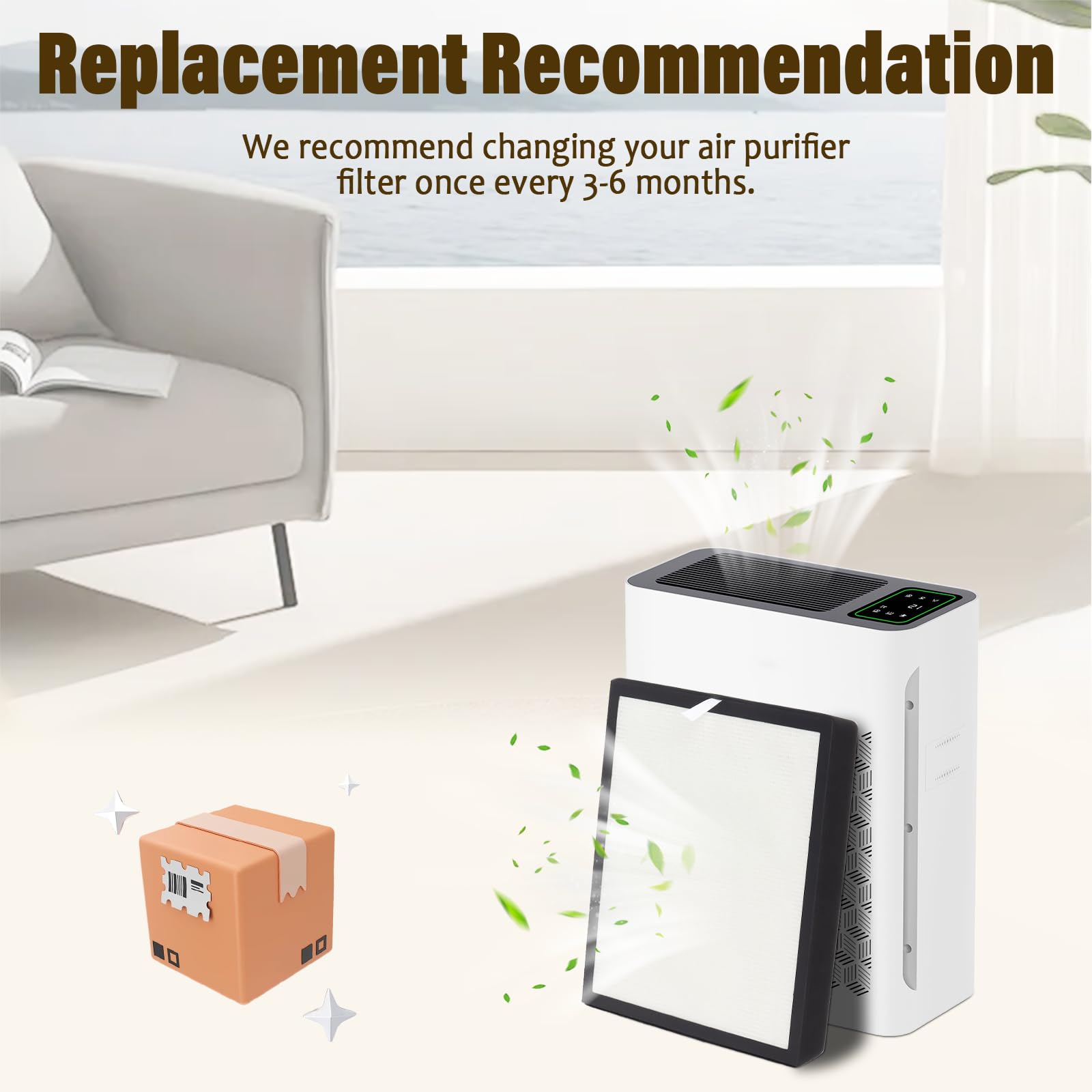 Zejoot TZ-K2 Air Purifier Replacement Filter Compatible with ToLife, H13 Grade True Hepa filter＋Activated Carbon＋Pre Filter, 3-in-1filter for Home 2pc