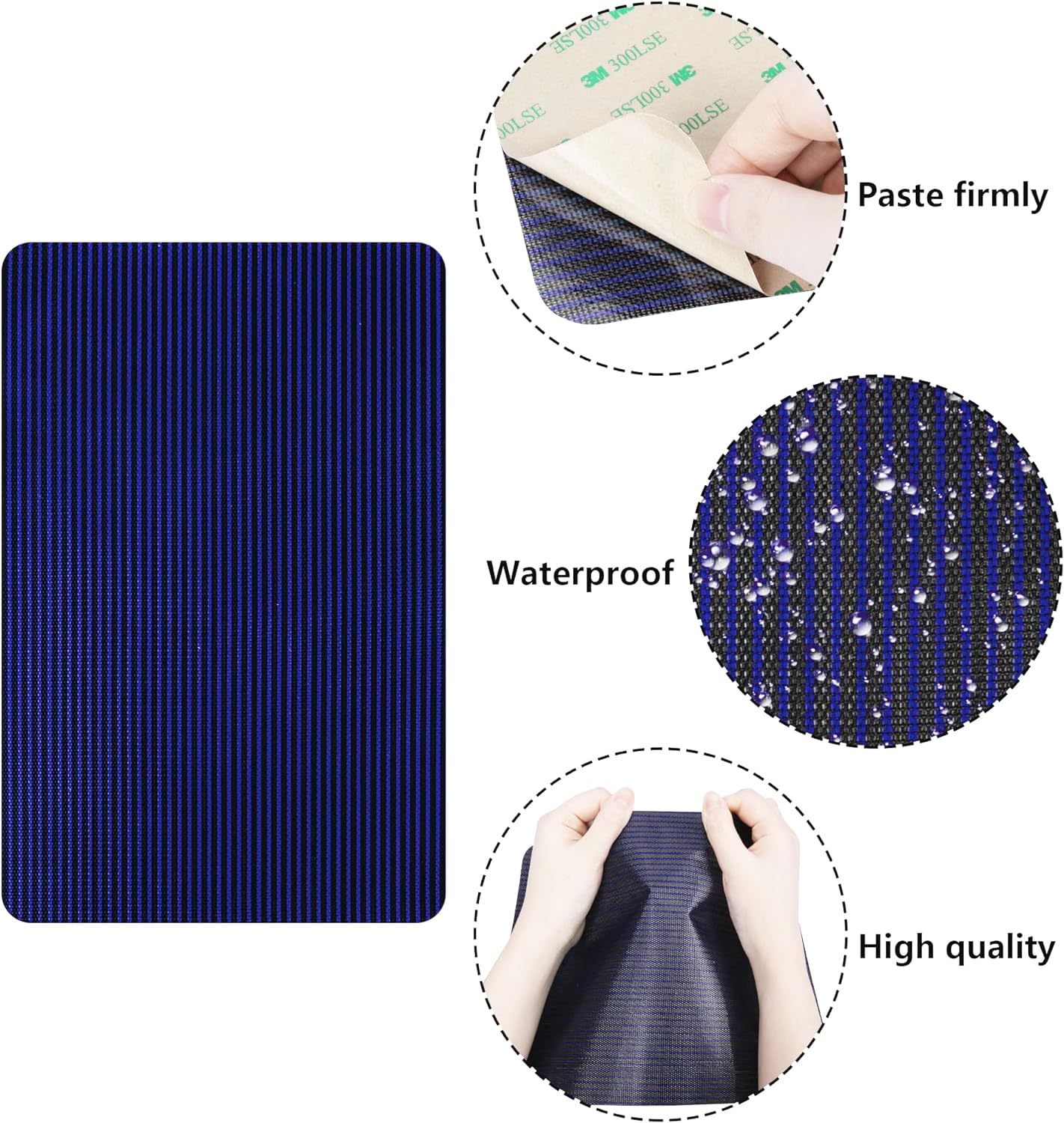 Lfutari 6pcs Swimming Pool Cover Repair Kit - Blue Pool Safety Cover Patch Kit - Self-Adhesive Mesh Pool Cover Saver Patch Kit for Inground Safety Pool Cover (2pcs 12x8 inch+4pcs 4X8 inch)