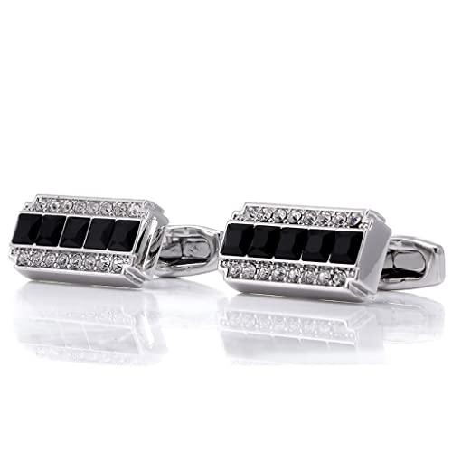 Rectangular Shirt Business Cufflinks Black and White Two Tone Diamonds Women's Cuff Studs Men (Color : A, Size : One Size) (A One Size)