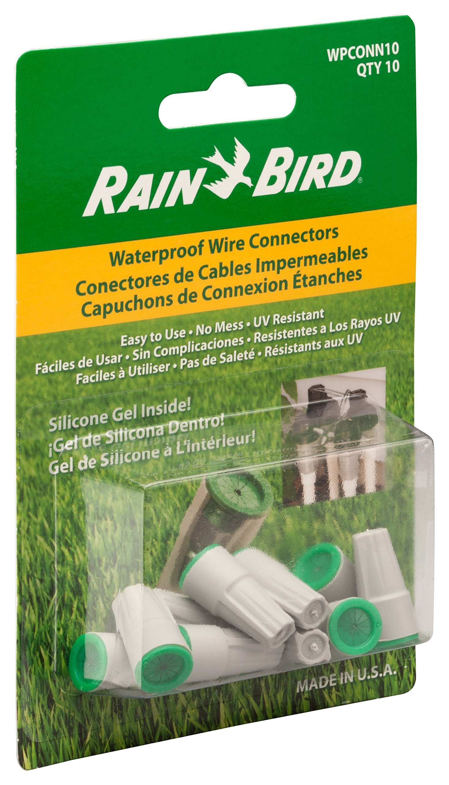 Rain Bird WPCONN10 Waterproof Grease Cap Wire Connectors, 10-Pack, Black/Green