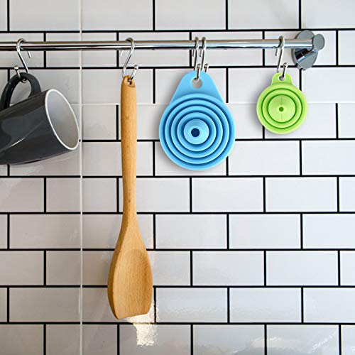 Siasky 4 Pcs Silicone Collapsible Funnel, Food Grade Foldable Kitchen Funnels for Water Bottle Liquid Powder Transfer