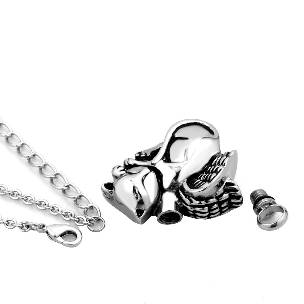 LovelyCharms Cat Animal Urn Necklace For Ashes Keepsake Memorial Cremation Pendant
