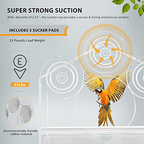 VIVOHOME Acrylic Clear Window Bird Feeder with Strong Suction Cups and Sliding Seed Tray