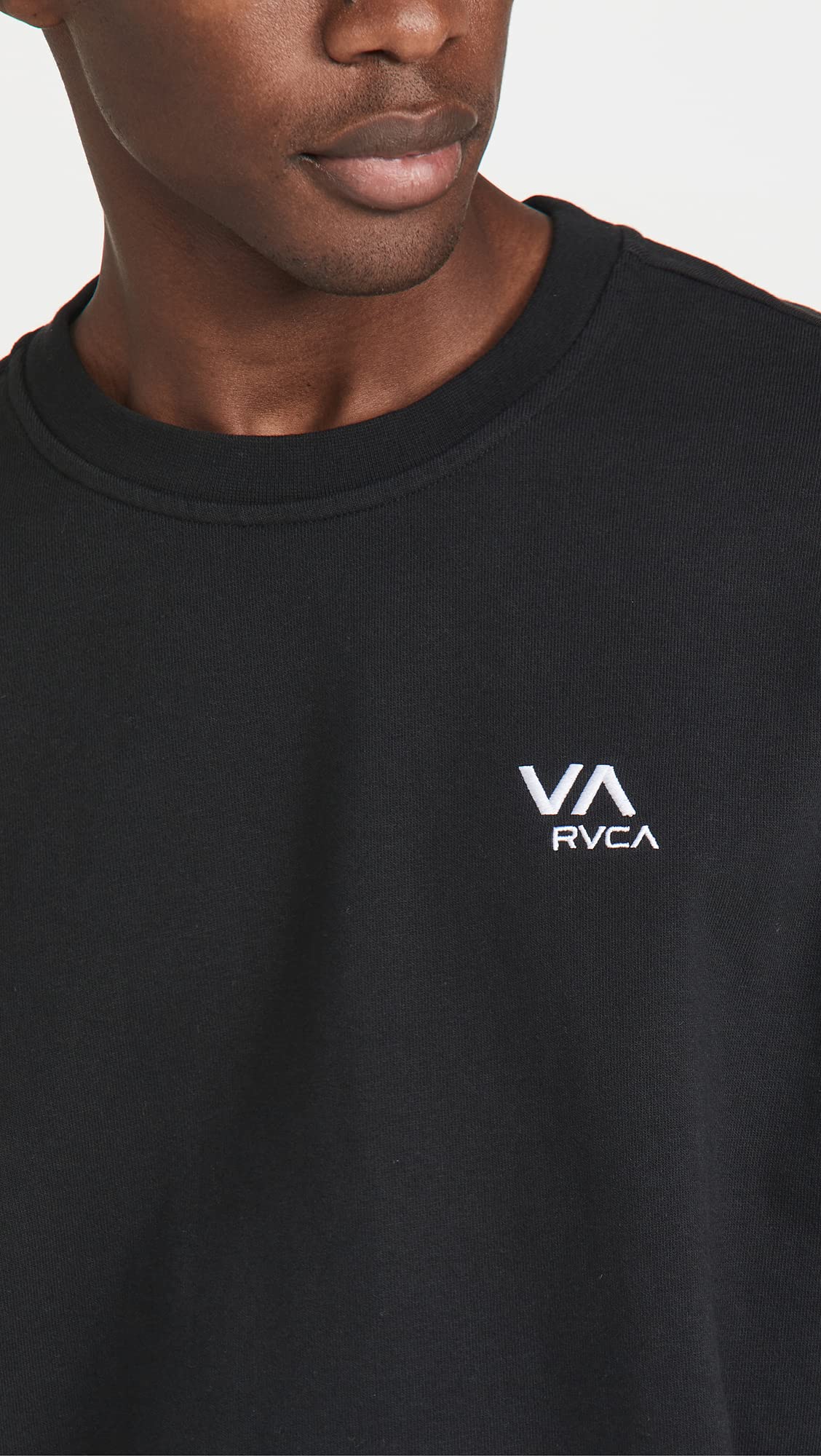RVCA Mens Relaxed Fit Crewnneck - VA Essential (Black, X-Large)