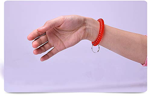 Wrist Coil Wrist Keychain womens Colorful Stretch Key Chain for Gym, Pool (Black 5pcs )