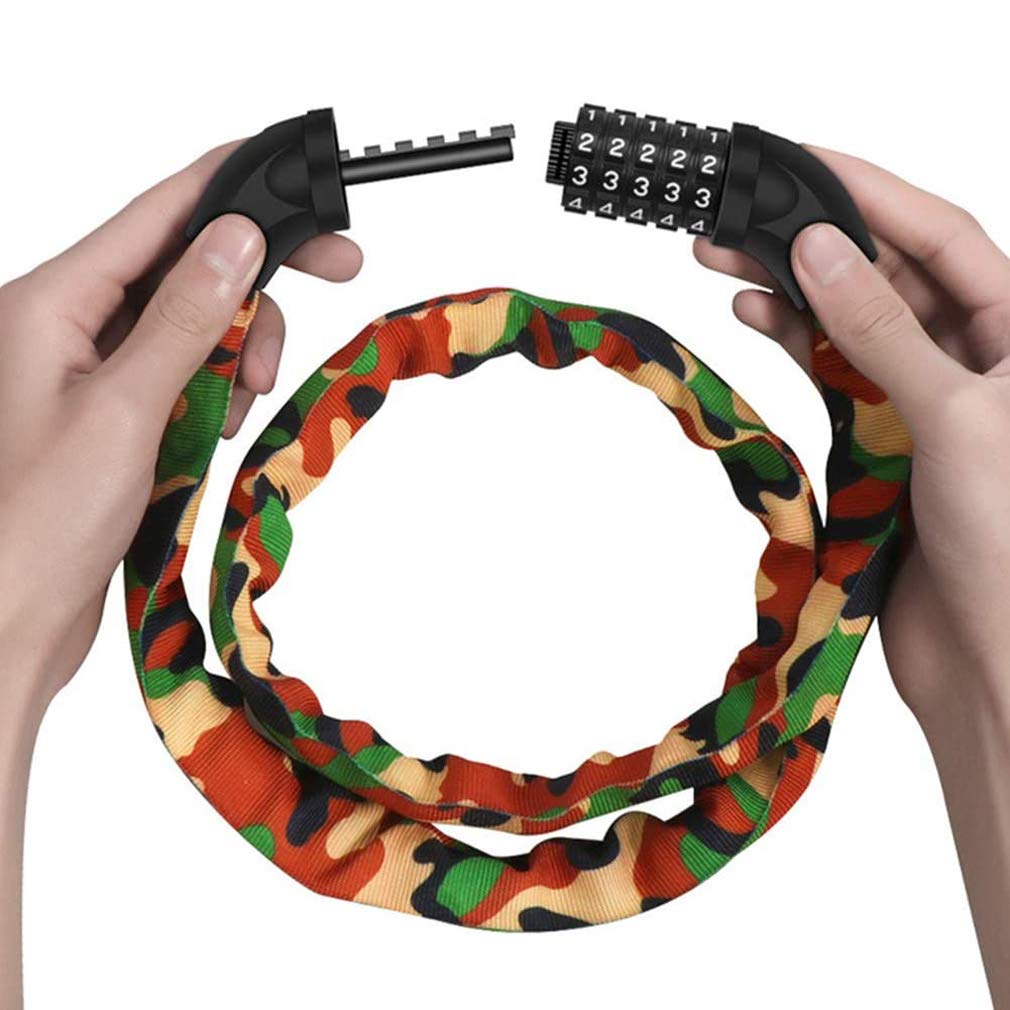 RXLLSY Bicycle Anti-Theft Code Lock, Battery car Lock, Portable Five-Digit Code Chain Lock, Cycling Accessories (150CM Long)