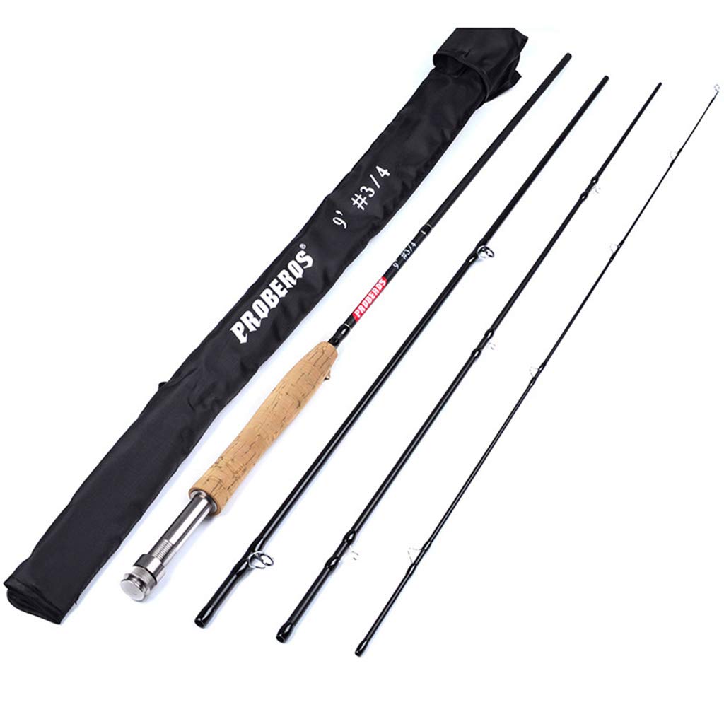 LOVEPET 2.7M 4 Section Carbon Fly Fishing Rod with Soft Cork Handle Fish Tackle 3/4#