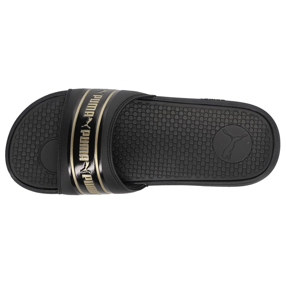 Puma - Womens Cool Cat Stripe Repeat Sandals, Size: 8 M US, Color: Puma Black/Puma Team Gold
