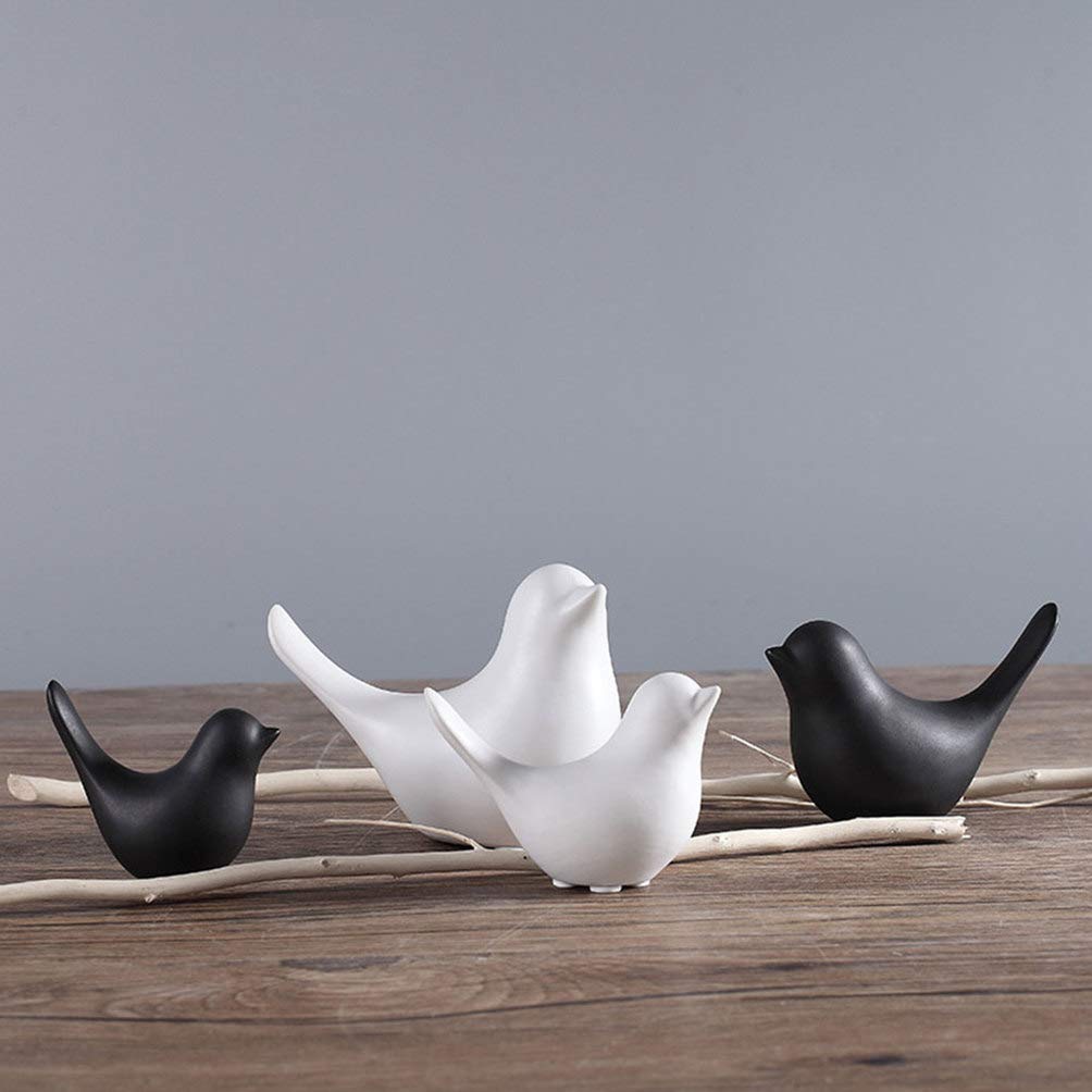 LIOOBO 2pcs Ceramic Bird Figurines Modern Minimalist Animal Ornament Crafts for Landscape Garden Home Office Desktop Display Decor (Black)