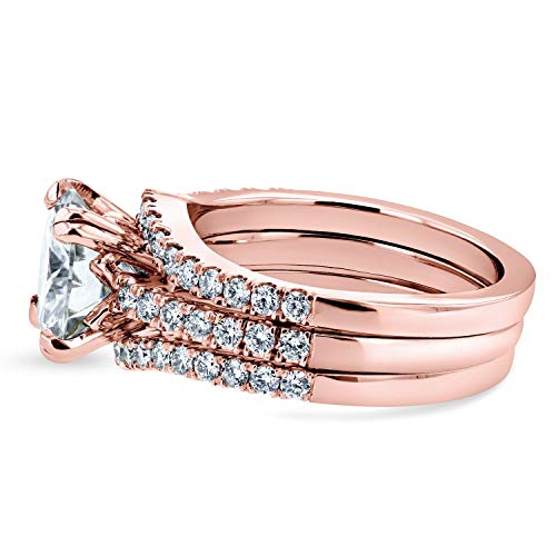 Kobelli Forever One Moissanite and Lab Grown Diamond 3pc Bridal Rings Set 2 1/2 CTW 14k Rose Gold (DEF/VS), 4.5