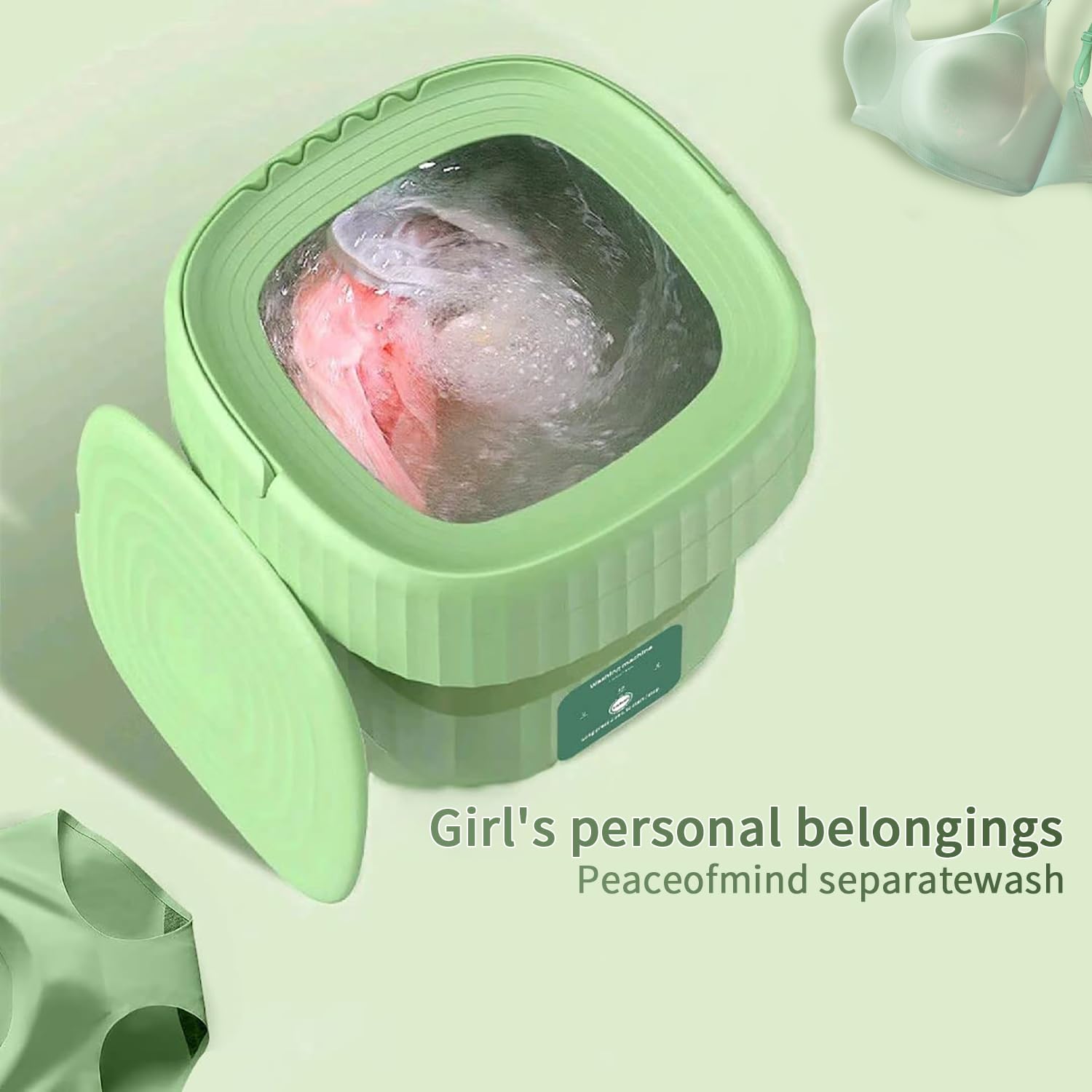 Portable Washing Machine,Foldable Mini Washing Machine - Washing Machine for Baby Clothes, Underwear or Small Items,Camping, RV, Travel, Underwear, Socks and Easy to Carry (ABS-Green)