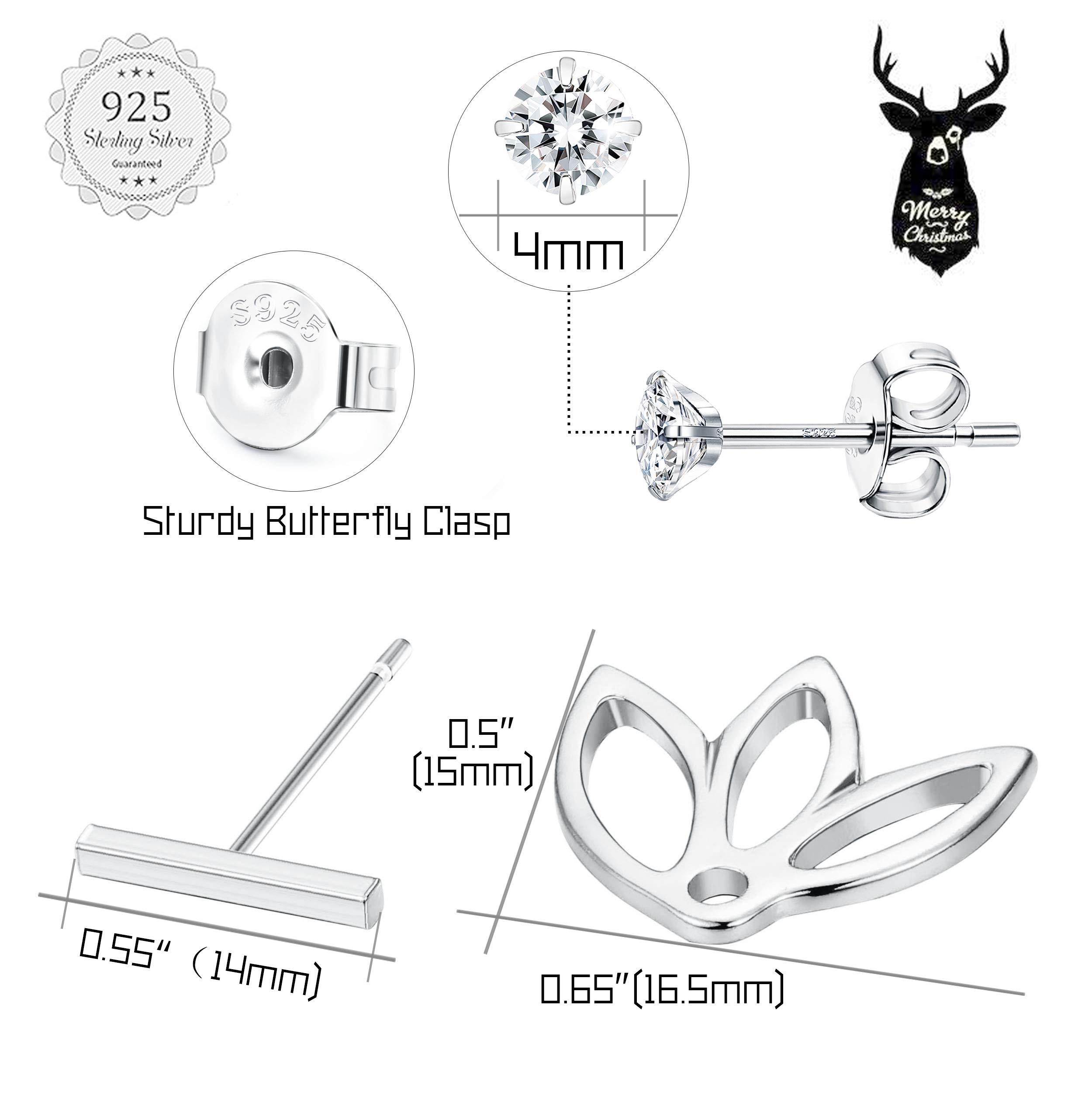 Milacolato 925 Sterling Silver Stud Earrings Set for Women 14K Gold Plated Ear Jacket Studs Lotus Flower Cubic Zirconia Stud Earrings Small Simple Chic Earrings Set